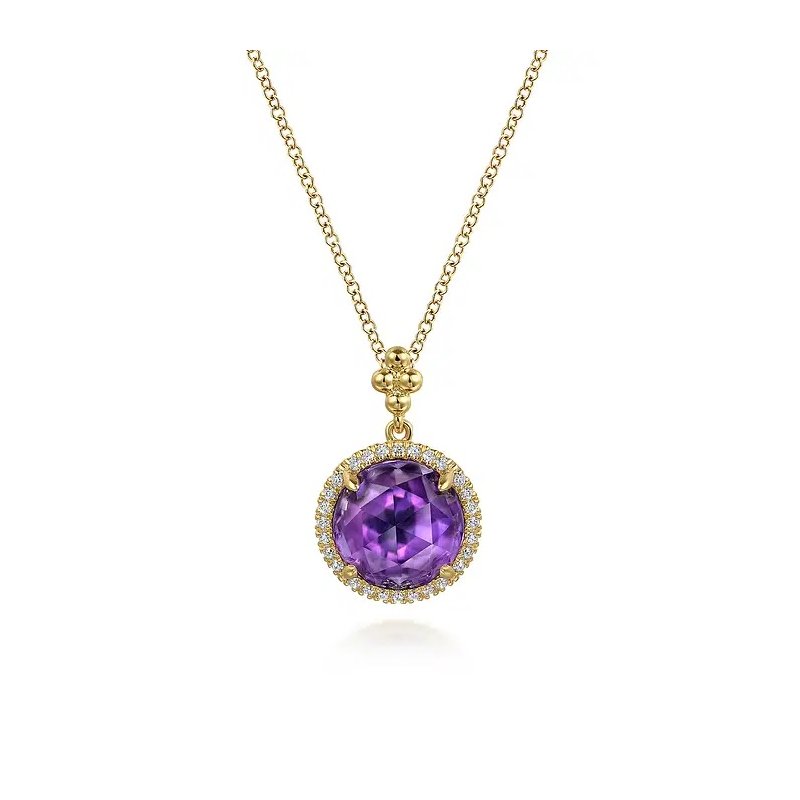 Flora Signature Amethyst and Diamond Necklace 001-230-01628 - Flora Gems