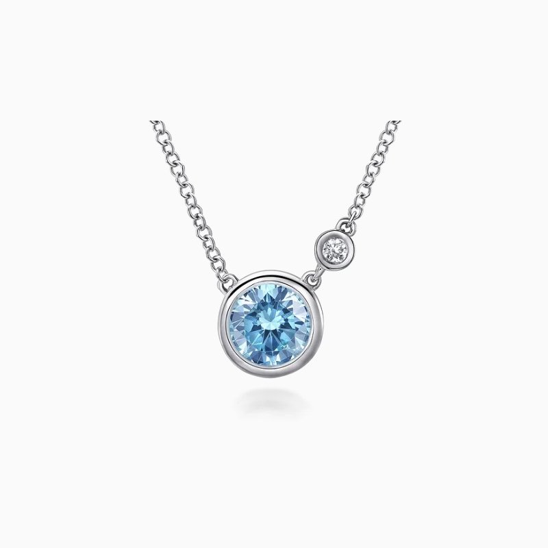 Flora Signature Sterling Silver Blue Topaz and Diamond Necklace 002-230 ...