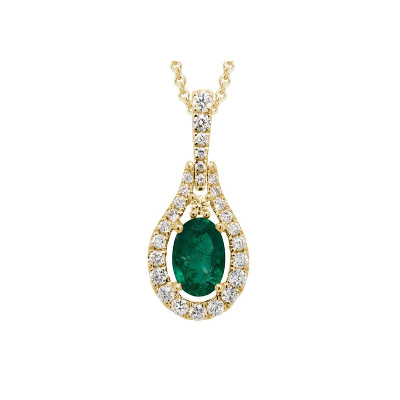 Flora Signature Emerald and Diamond Necklace 002-230-00627 - Flora Gems