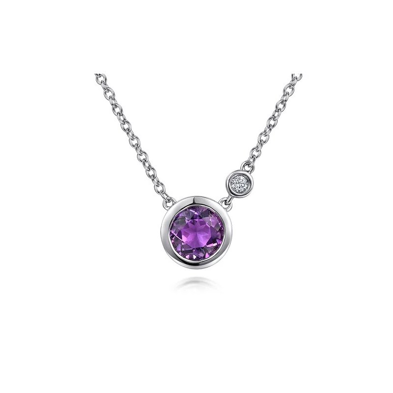 Flora Signature Sterling Silver Amehtyst and Diamond Necklace 002-230 ...