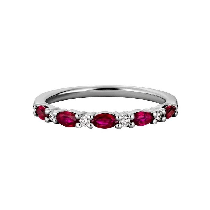 Flora Signature Ruby and Diamond Stackable Ring 002-255-00041 - Flora Gems