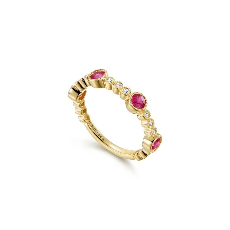 Flora Signature Ruby and Diamond Stackable Ring 001-255-00087 - Flora Gems