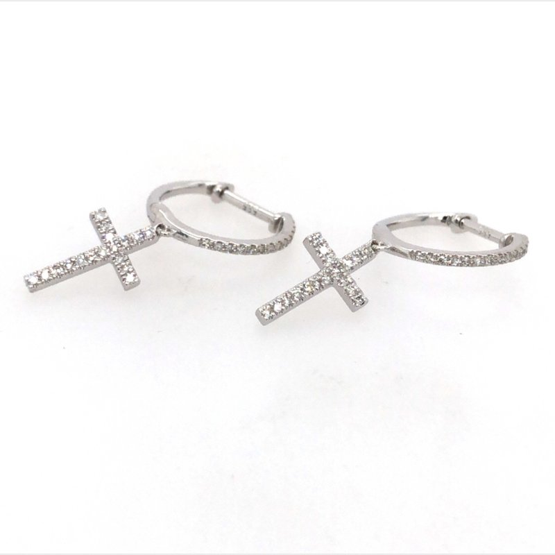 Flora Signature Diamond Cross Earrings 001-150-01911 - Flora Gems