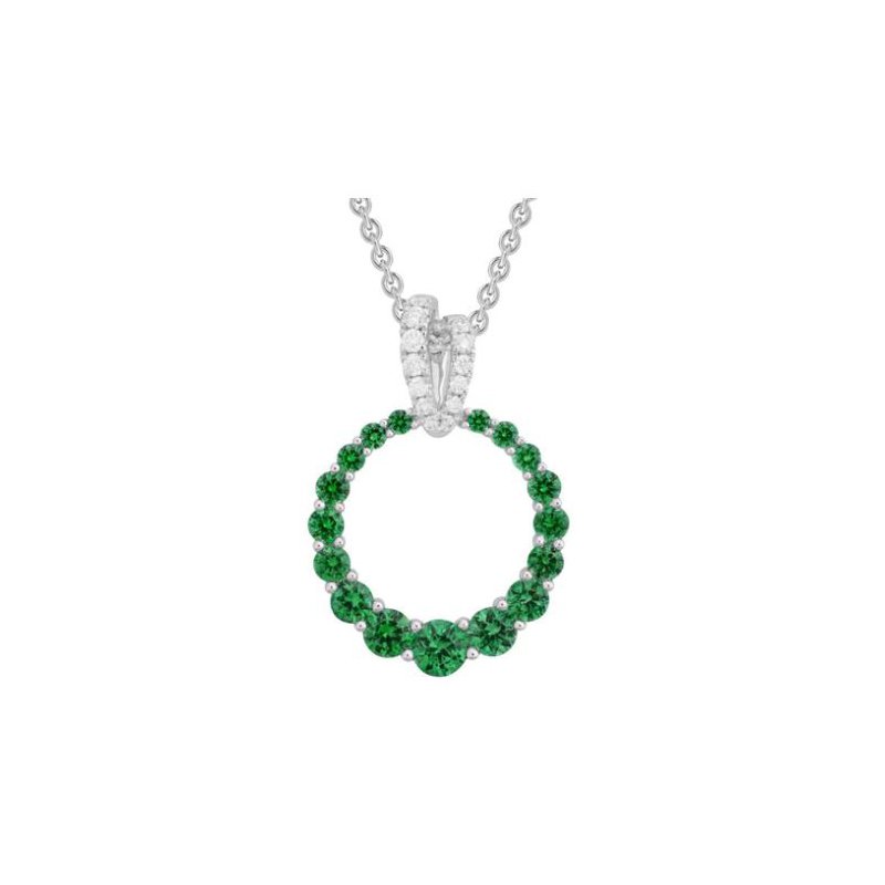 Flora Signature Emerald and Diamond Open Circle Necklace 001-230-01549 ...