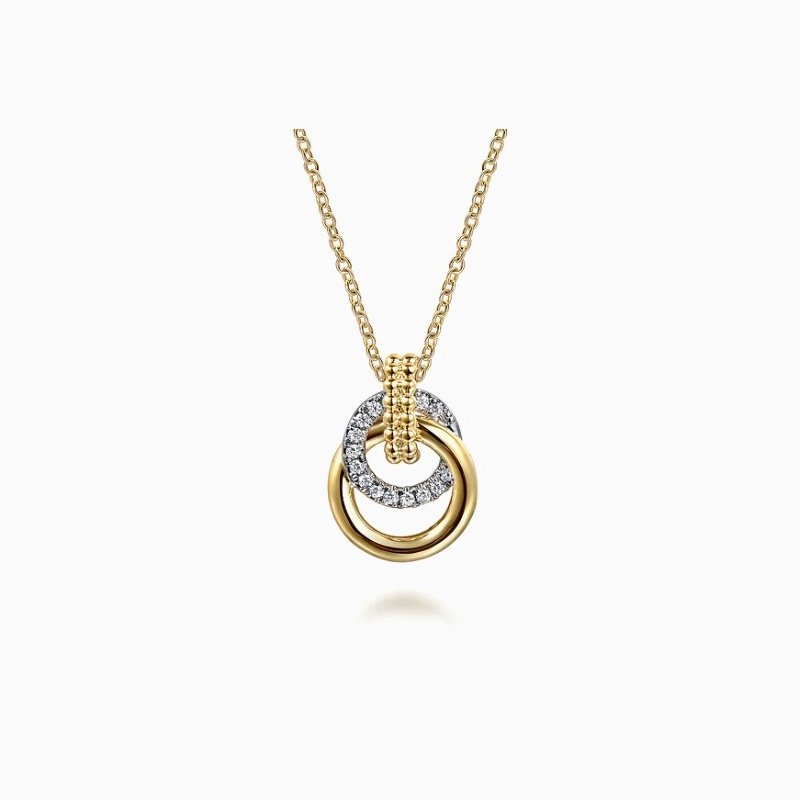 Flora Signature Diamond Double Circle Necklace 001-165-01117 - Flora Gems