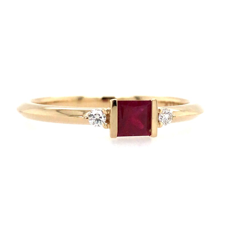 Flora Signature Ruby and Diamond Stackable Ring 002-255-00014 - Flora Gems