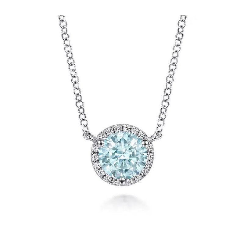 Flora Signature Aquamarine and Diamond Necklace 001-230-01627 - Flora Gems