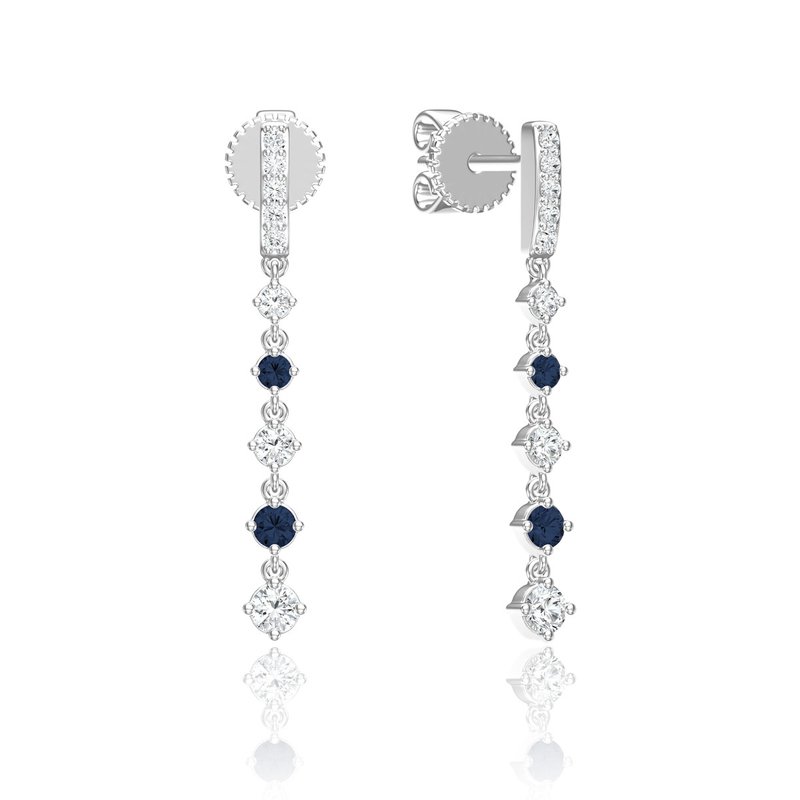 Flora Signature Blue Sapphire and Diamond Earrings 210-01070 - Flora Gems