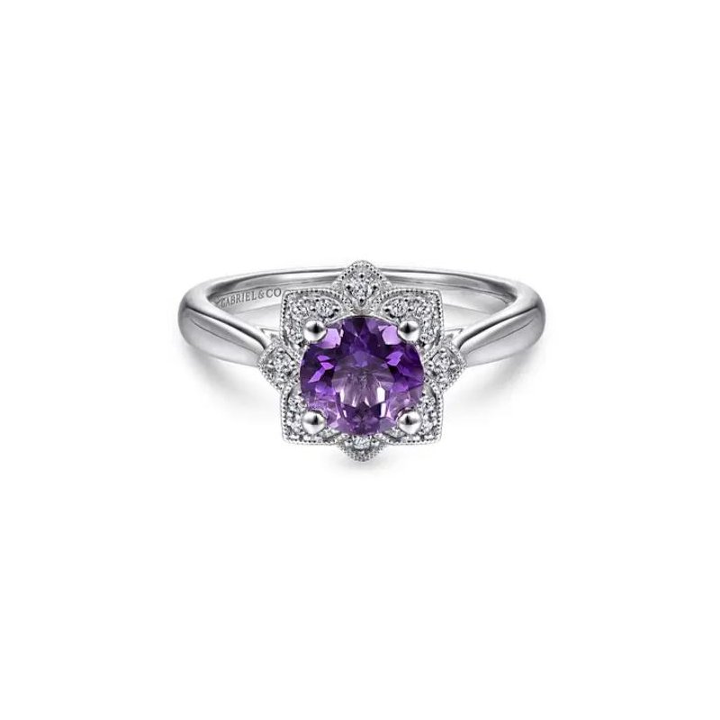 Flora Signature Amethyst and Diamond Ring 002-200-00654 - Flora Gems