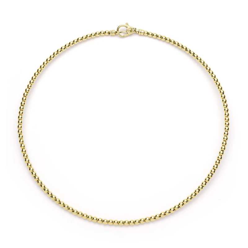 LAGOS 18K YELLOW GOLD 3MM GOLD CAVIAR BEAD COLLAR NECKLACE 16'' 001-431 ...
