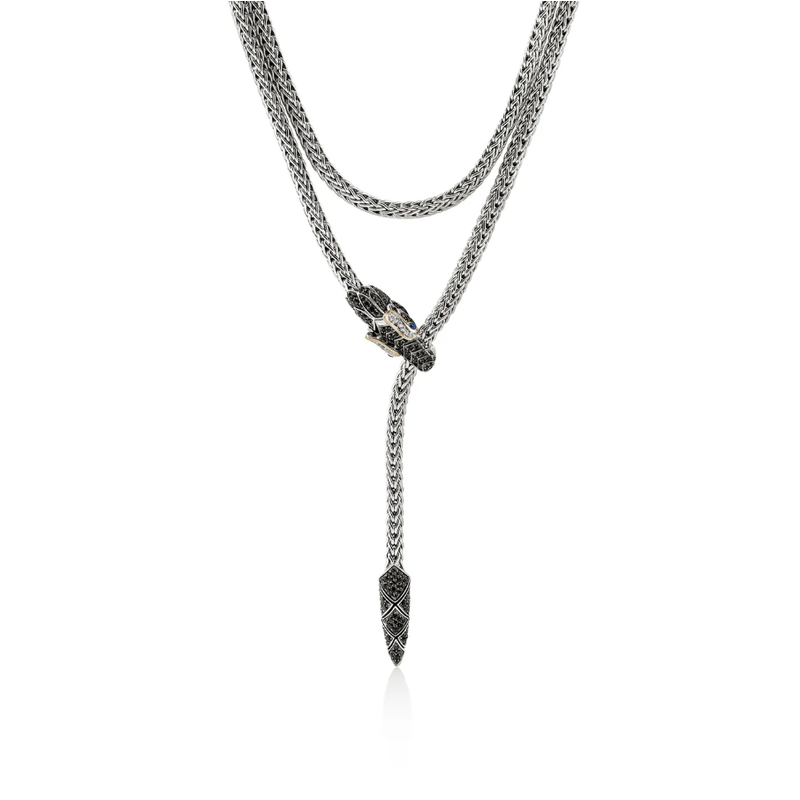 John Hardy STERLING SILVER NAGA HEAD PAVE BALCK SAPPHIRE AND DIAMOND ...