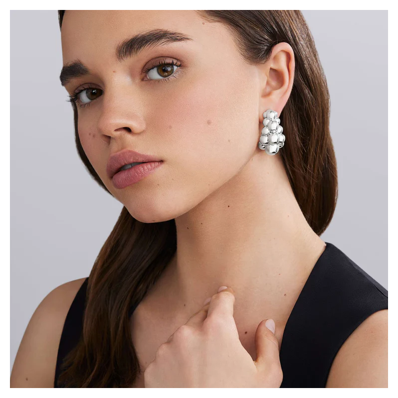 LAGOS STERLING SILVER CAVIAR BUBBLY 35X21MM ELECTROFORM DROP EARRING ...