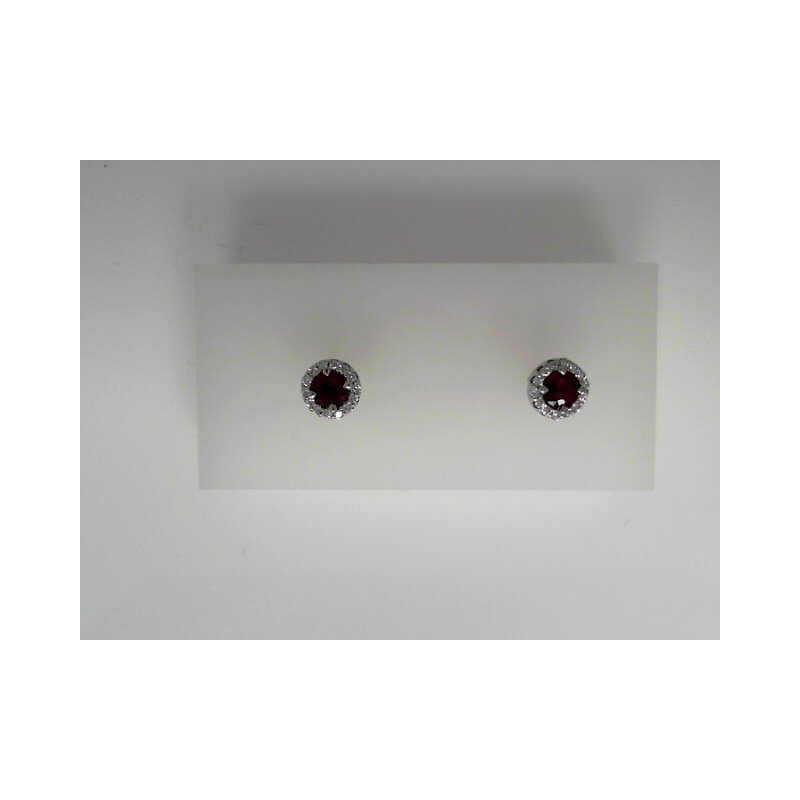 Northeastern Jewelry Signature Collection ROUND RUBY DIAMOND HALO STUDS ...