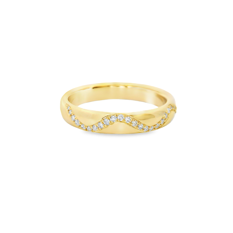 FANA 14K YELLOW GOLD DIAMOND WAVE DESIGN WEDDING BAND 002-110-15472 ...