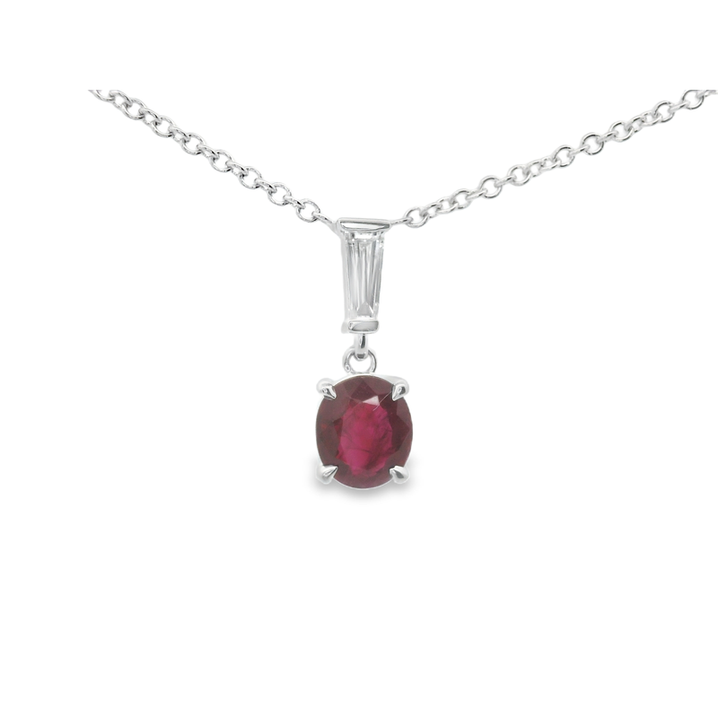 Northeastern Jewelry Signature Collection 14K WHITE GOLD OVAL RED RUBY ...