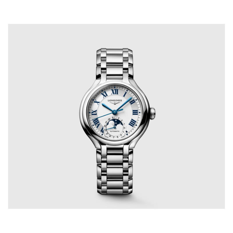 Longines SSTL PRIMALUNA II 34MM AUTOMATIC MOONPHASE DATE SILVER ROMAN ...