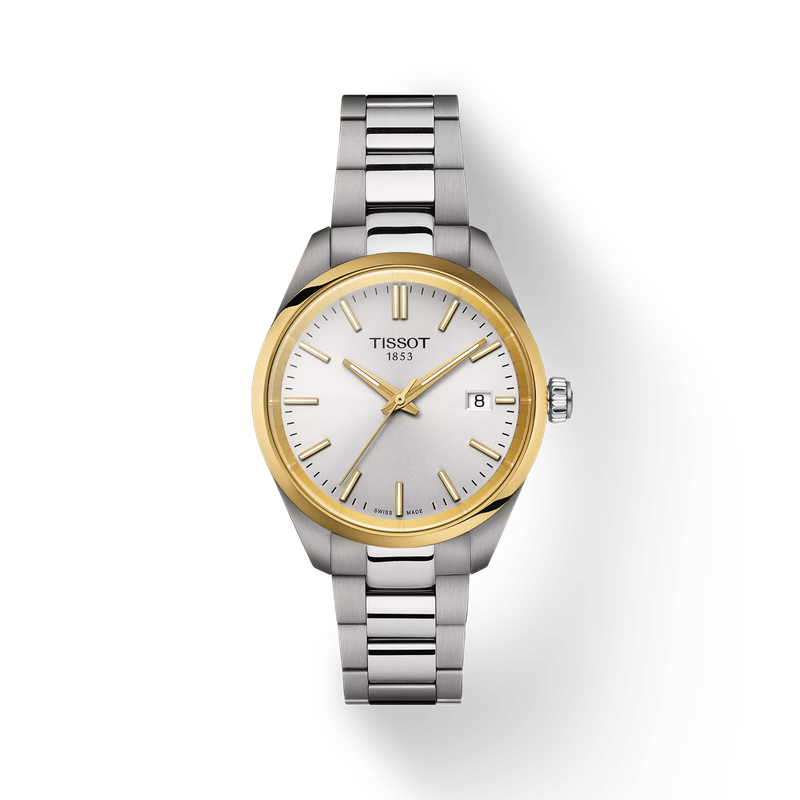 Tissot PR100 UNISEX STAINLESS STEEL/YELLOW QUARTZ WHITE DIAL ON ...