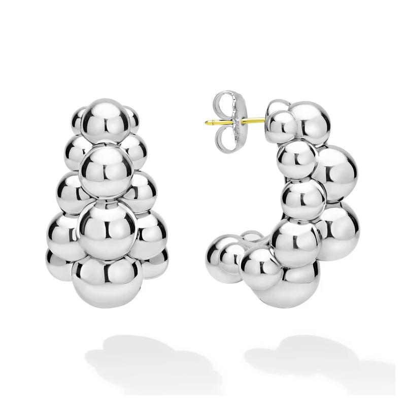 LAGOS STERLING SILVER CAVIAR BUBBLY 35X21MM ELECTROFORM DROP EARRING ...