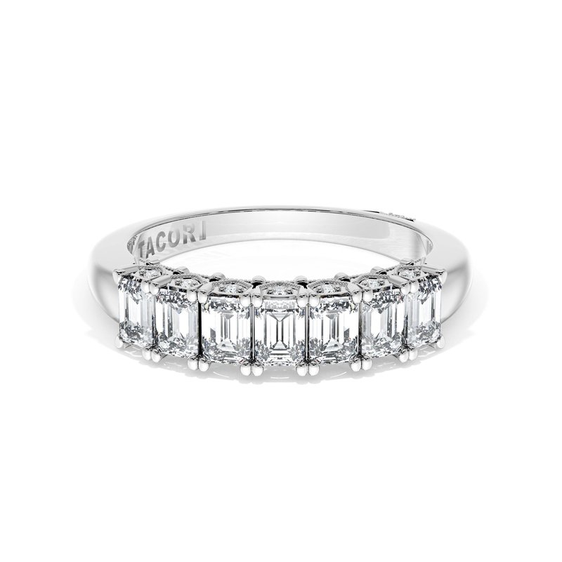 Tacori PLATINUM CLASSIC CRESCENT ROYAL T EMERALD CUT DIAMOND WEDDING ...