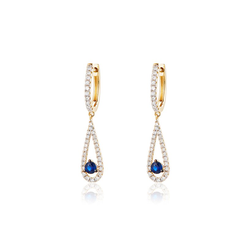 Heera Moti Diamond & Sapphire Drop Earrings 210-1469 - Hurdle's Jewelry
