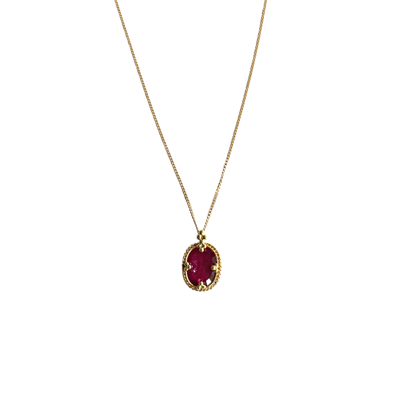 Amali Oval Faceted Ruby Necklace 235-881 - Hurdle's Jewelry