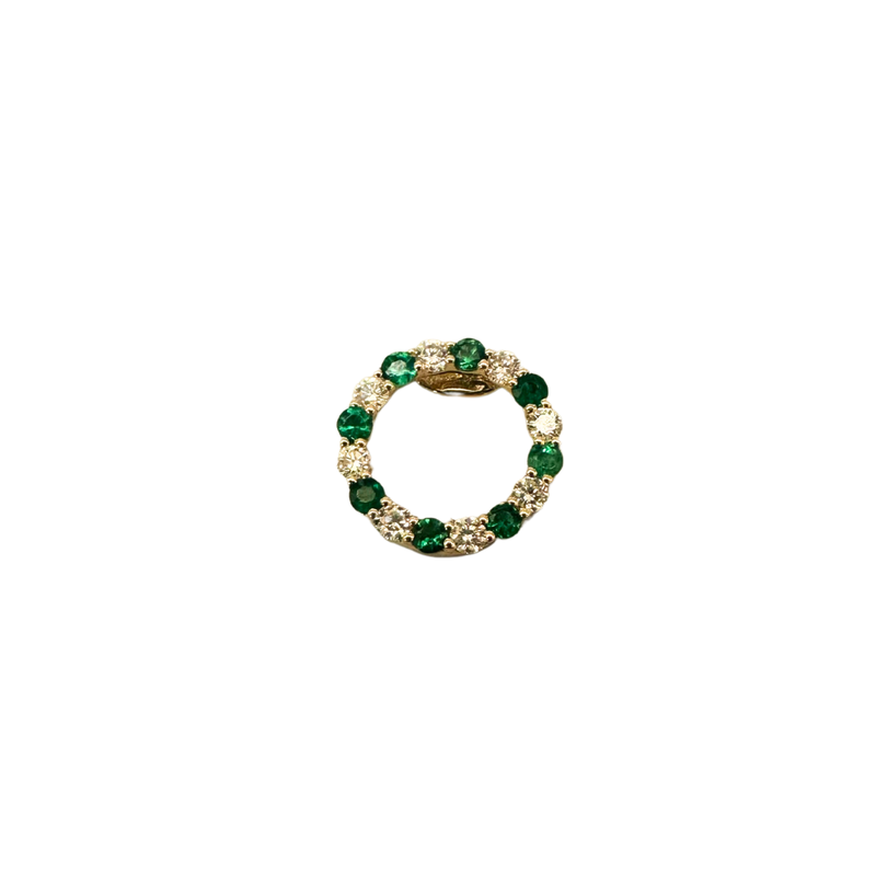 Heera Moti Emerald & Diamond Circle Pendant 230-568 - Hurdle's Jewelry