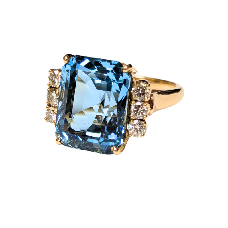 Antique, Estate & Consignment 18k Yellow Gold Aquamarine and Diamond ...