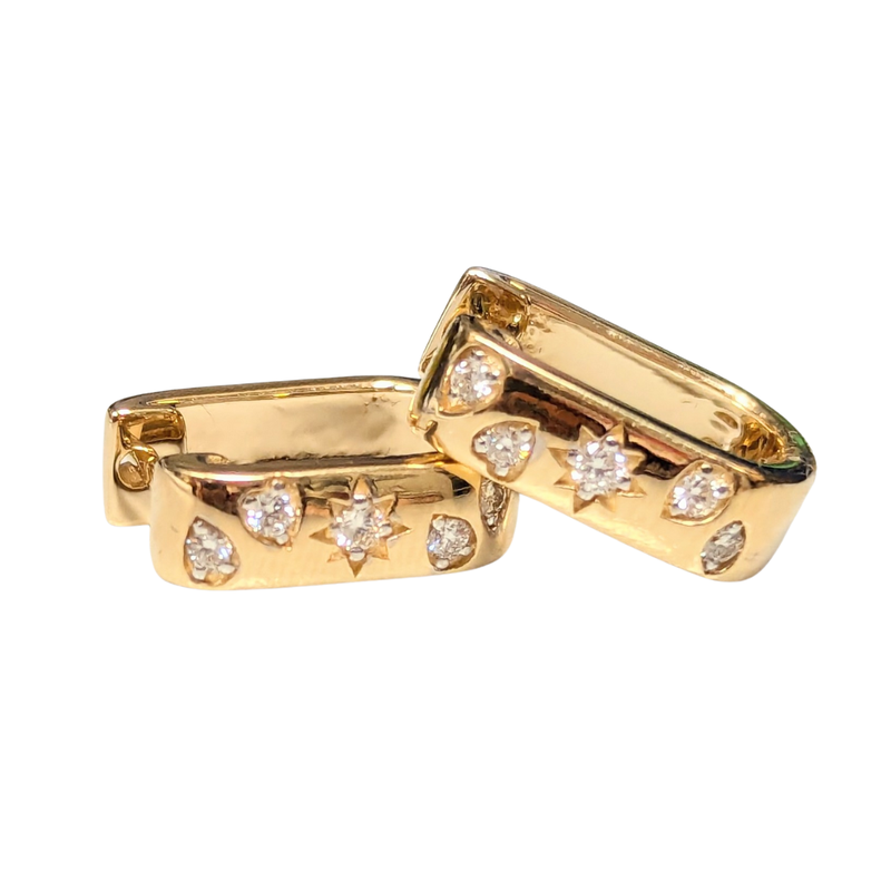 Heera Moti Wide Gold Huggies with Multi-Shape Diamonds 150-2191 ...