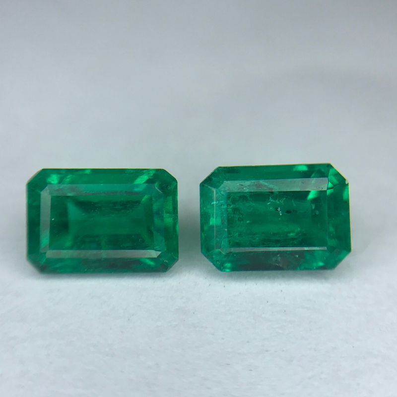 Antique, Estate & Consignment Pair Emerald Cut Emeralds with Total ...