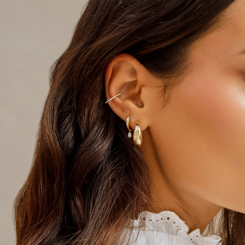 EF Collection Gold Jumbo Dome Hoop Earrings EF-61673 - Hurdle's Jewelry