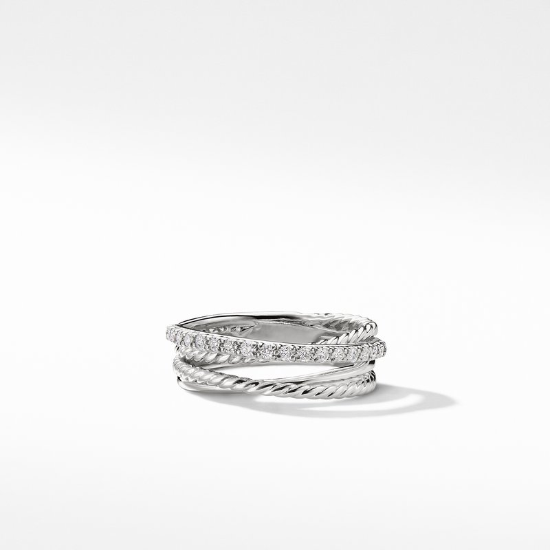 David Yurman Crossover Band Ring in Sterling Silver with Pavé Diamonds ...