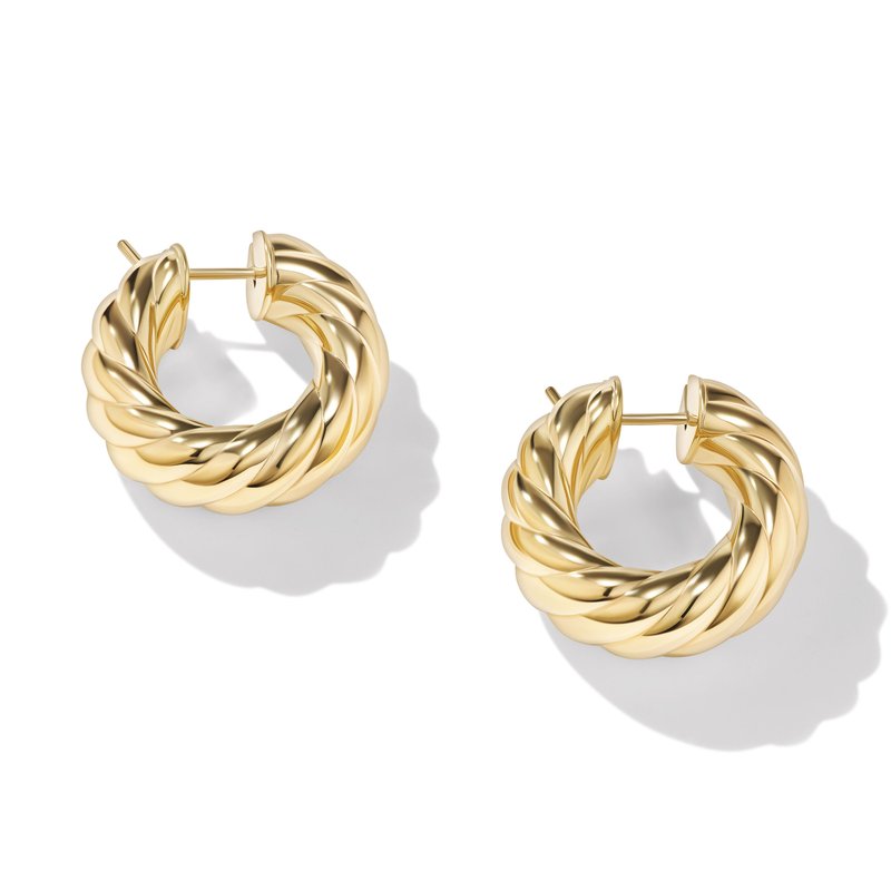 David Yurman Sculpted Cable Hoop earrings in 18K Yellow Gold 192740750922 - Joseph-Anthony