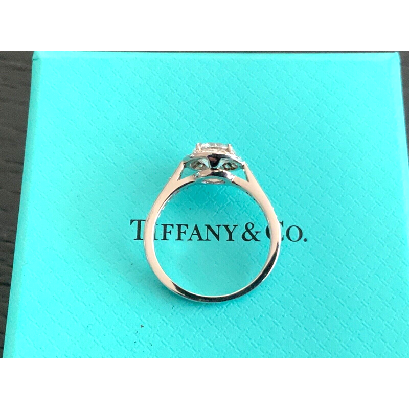 Pre Loved Jewelry Tiffany HALO Pave 1.19 ct D VS1 3 EXC 24k NEW 3114 Blue Chip Jewelry
