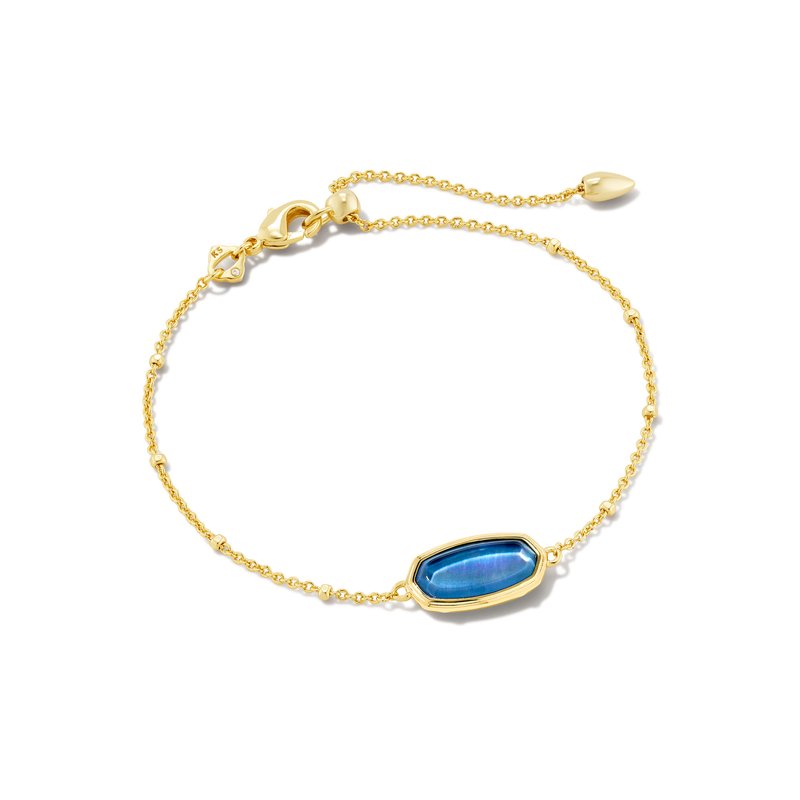 Framed Elaina Delicate Chain Bracelet in Dark Blue Mother of Pearl