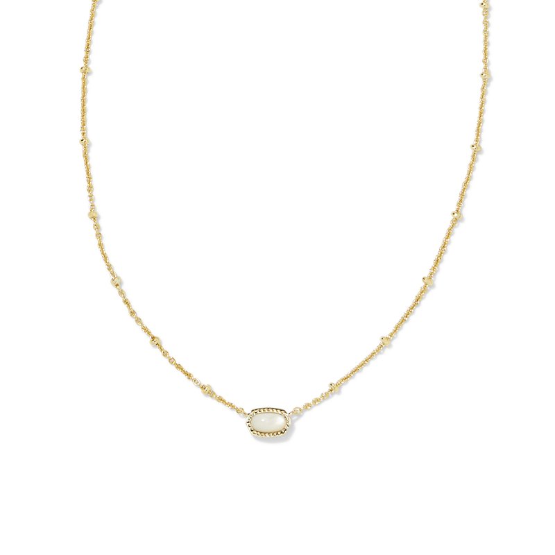 Kendra Scott Mini Elisa Gold Satellite Short Pendant in Ivory Mother of Pearl Mother of Pearl 417 08720 Kelley Jewelers