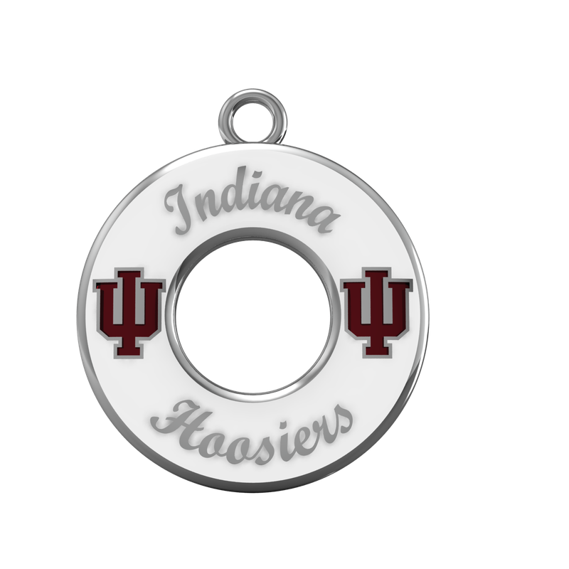 Indiana University jewelry collection SS IU WHT ENAMEL CIRCLE PENDANT ...