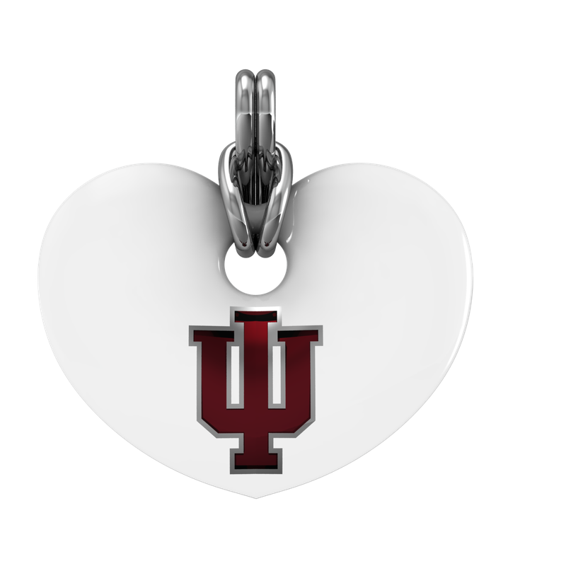 Indiana University jewelry collection SS IU WHT ENAMEL HEART PENDANT ...