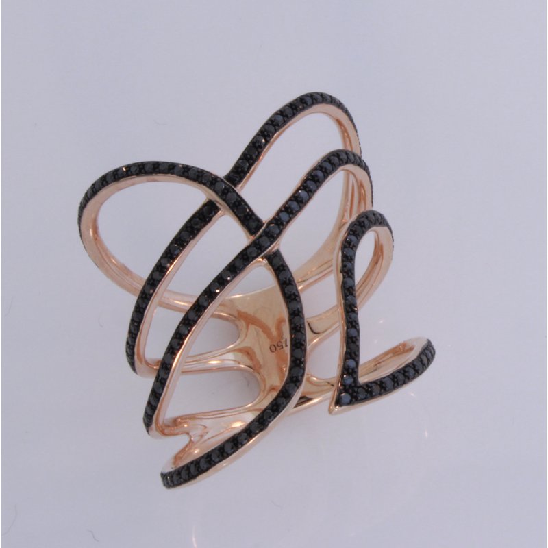 Etho Maria Rose Gold Black Diamond Thinline Ring 130-00025 - Payne ...