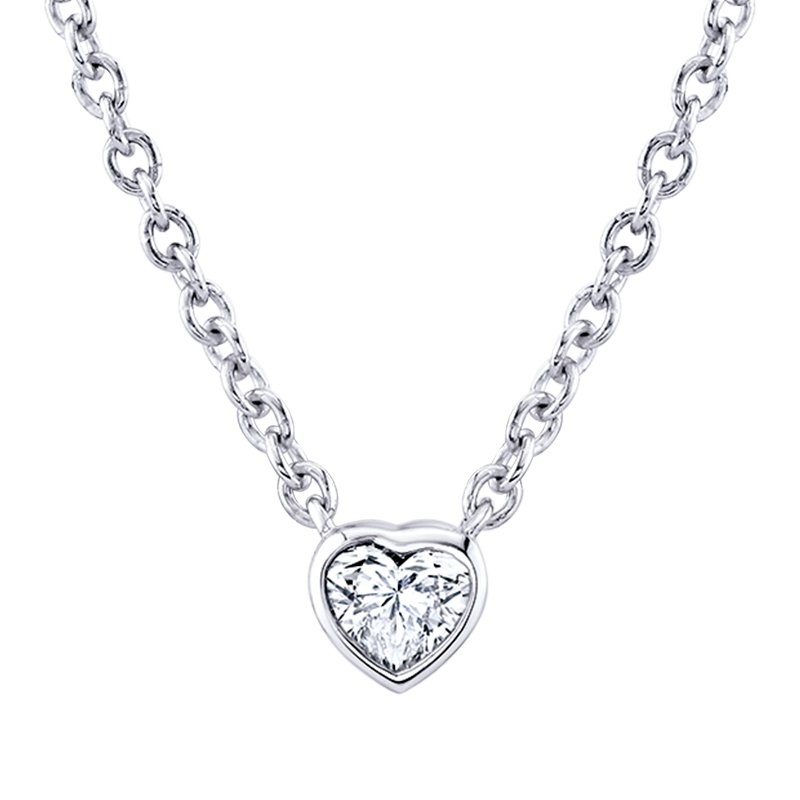 Greenberg's Sterling Silver Lab Grown Heart Shaped Diamond Necklace 0 ...