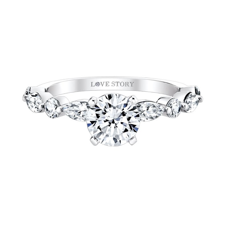 Love Story 14k white gold 0.80ctw diamond semi mount engagement ring ...
