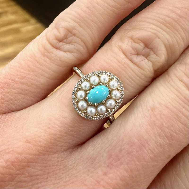 Turquoise and pearl ring store