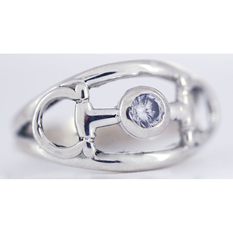 Equestrian Jewelry Sterling Silver Horse Bit Ring with CZ Center ...