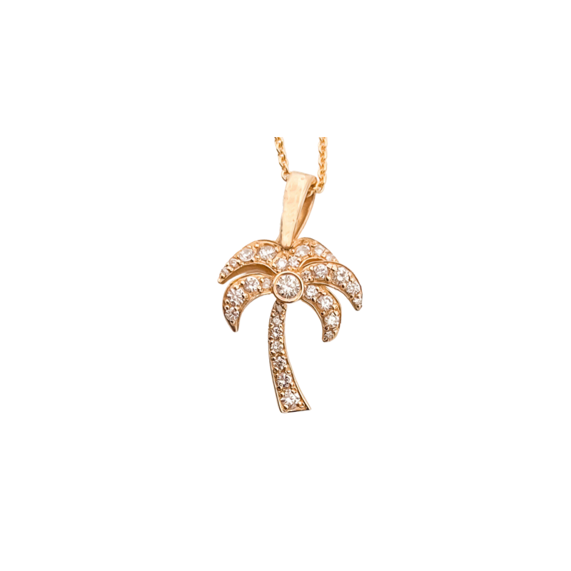 Nautical Jewelry 14k Yellow Gold Palm Tree Pendant with Diamonds 849 ...