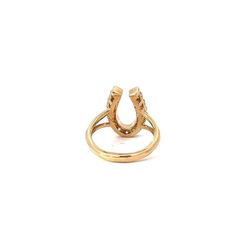 Equestrian Jewelry 14k Yellow Gold Horse Shoe Ring with Diamonds 800 ...