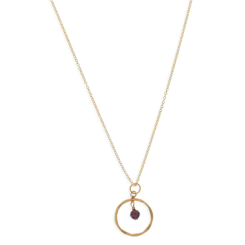 DEE BERKLEY GF GARNET HAMMERED CIRCLE DESIGNER PICKS VOL. 2 NECKLACE 00669 - Goodman & Sons Jewelers