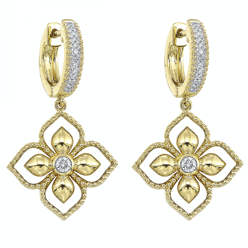 Goodman & Sons Signature 14KY 0.14TDW FLORAL DANGLE EARRINGS 01652 ...