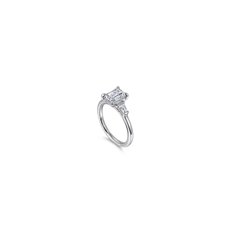 Gabriel 14KW 0.36TDW EMERALD CUT 3 STONE SEMI-MOUNT ENGAGEMENT RING ...