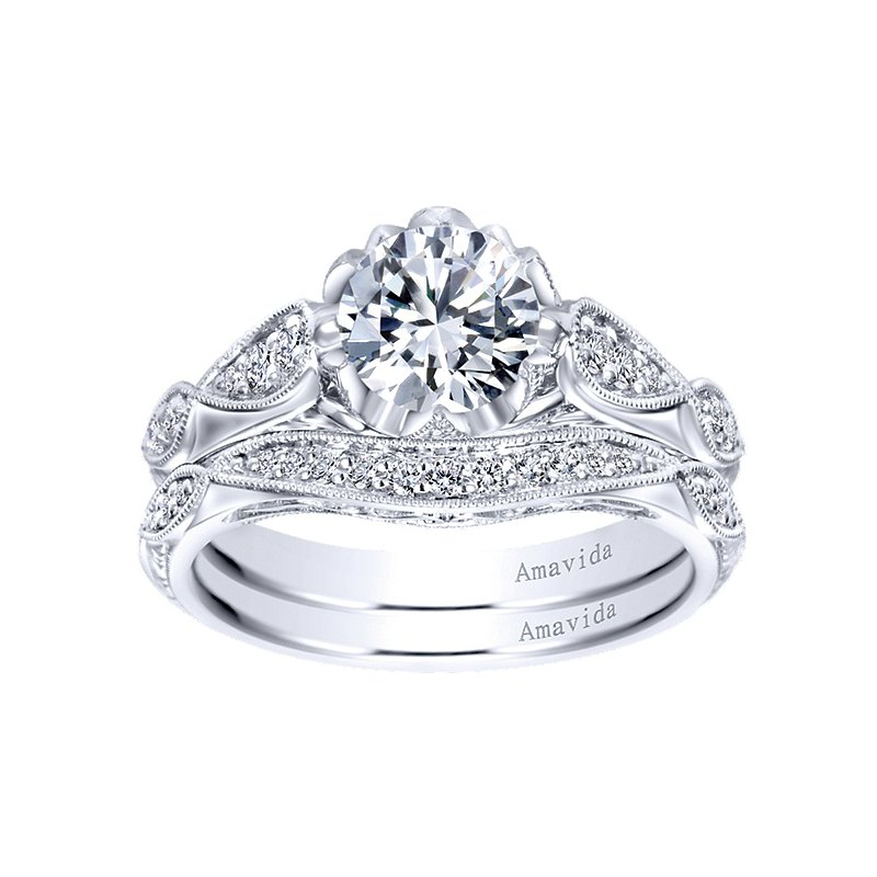 Gabriel NY Platinum Vintage Style Engagement Ring from the Amavida ...