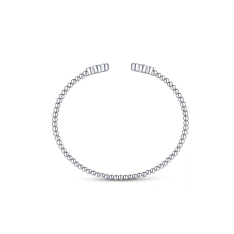 Signature Collection 14k White Gold Sophisticated Diamond Motif Bangle ...
