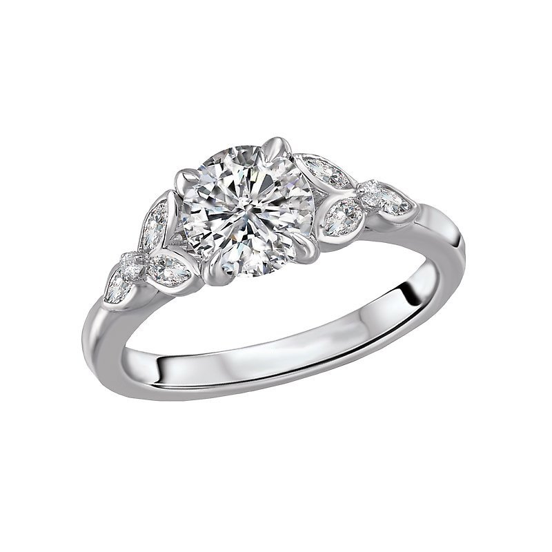 Signature Collection 14k White Gold Diamond Mounting with Marquise ...